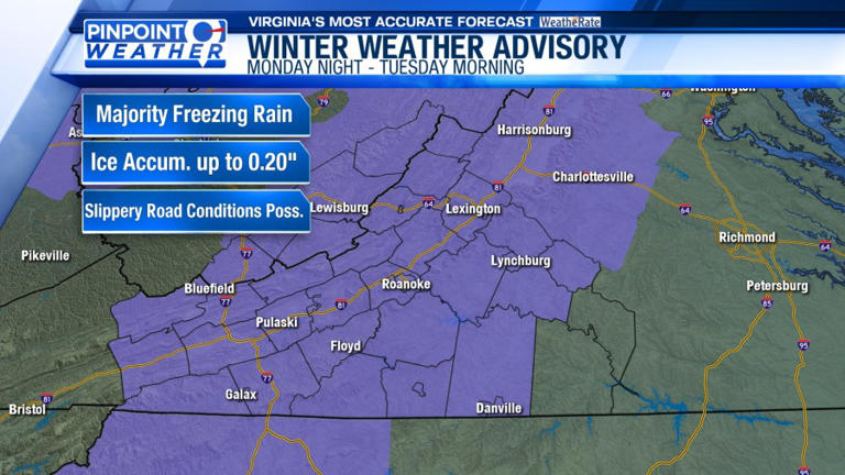 Pinpoint Weather: Winter Weather Advisories Monday night into Tuesday