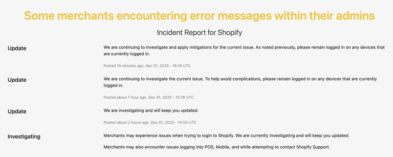 Shopify was down — Live updates on the Cyber Monday outage
