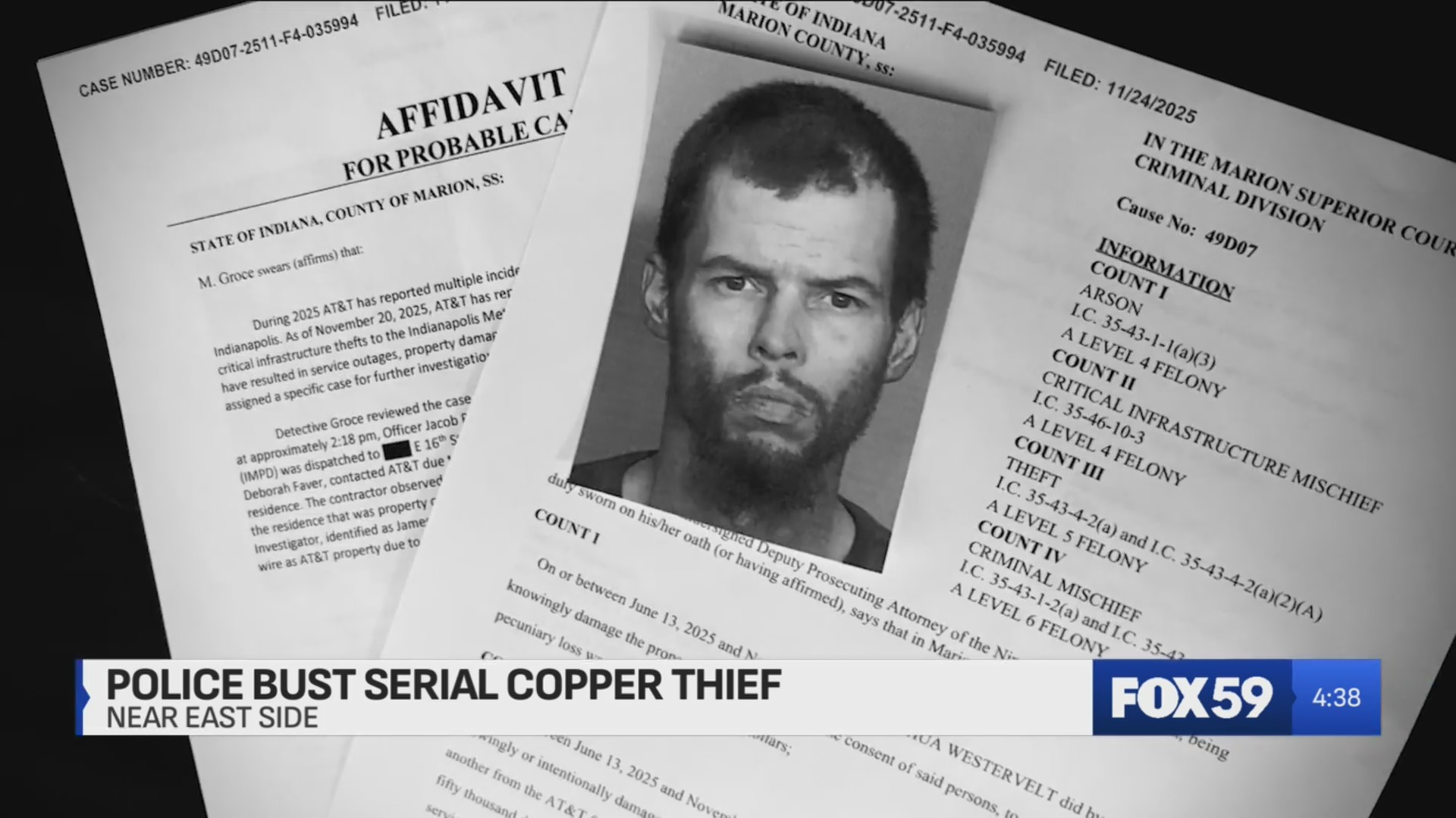 Indy man charged with stealing copper wire from utility poles