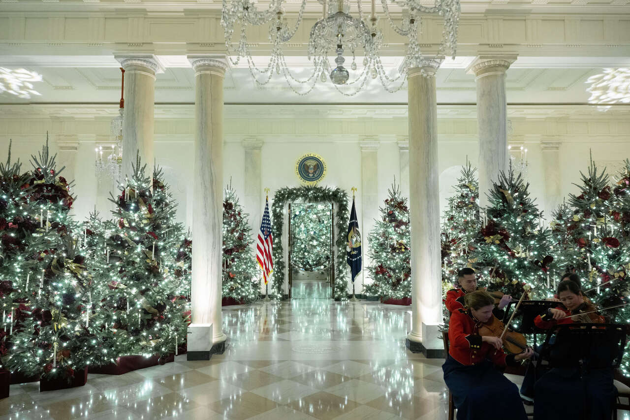 Photos: Melania Trump's scaled-back White House Christmas decor 2025