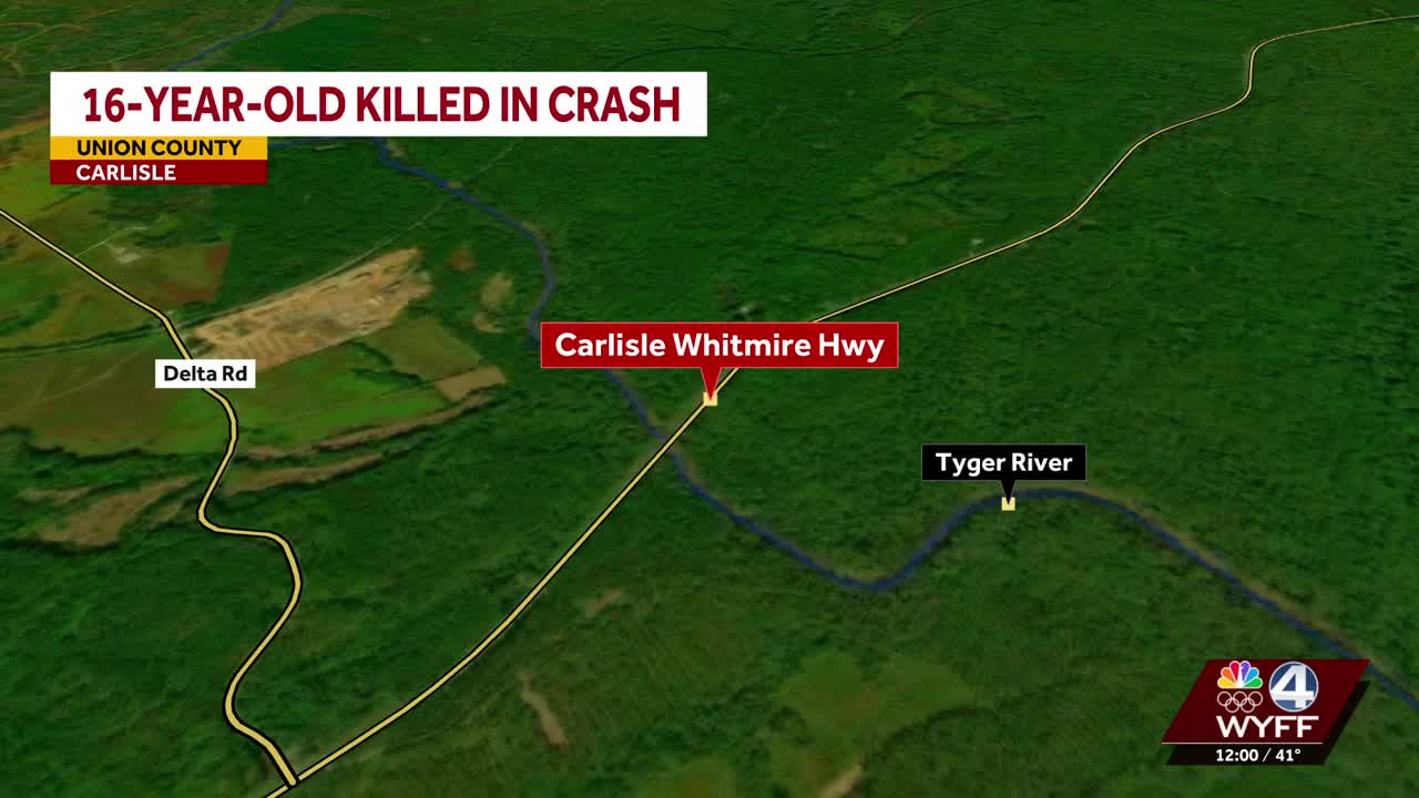 16-year-old dies after crash in Union County, South Carolina