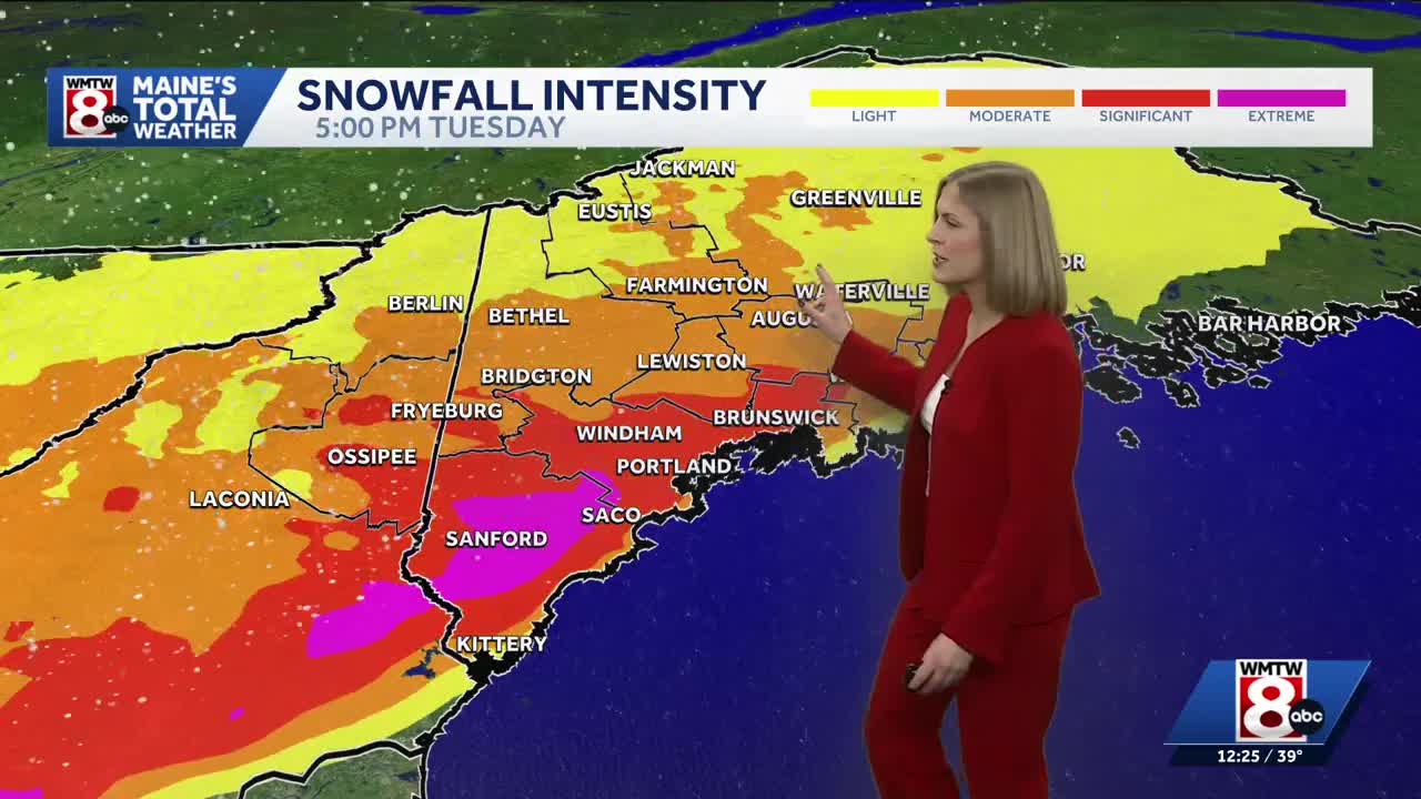 Hour-by-hour look at snowfall intensity during Maine's first widespread ...