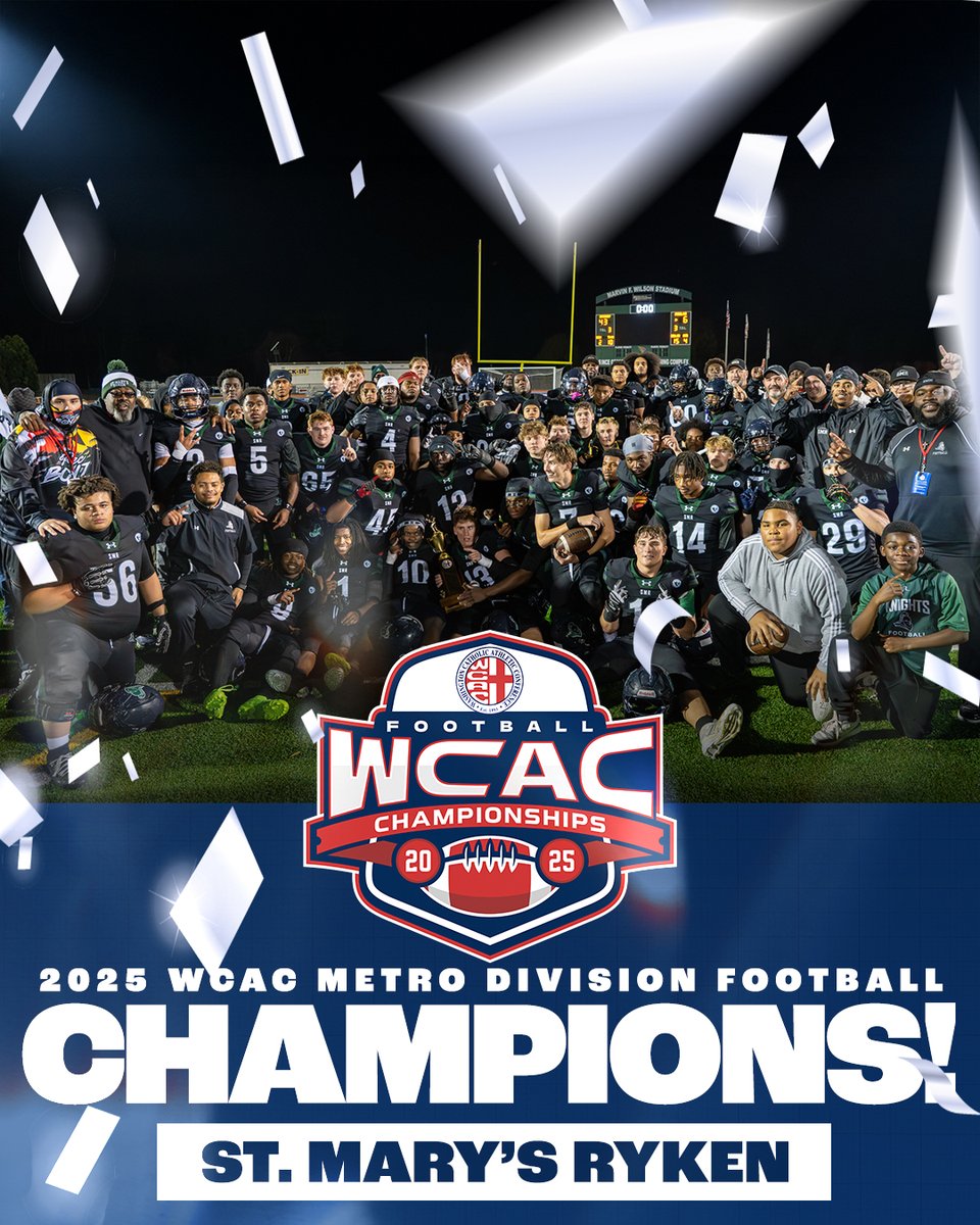 St. Mary’s Ryken Rolls 43-6 to Claim WCAC Metro Championship