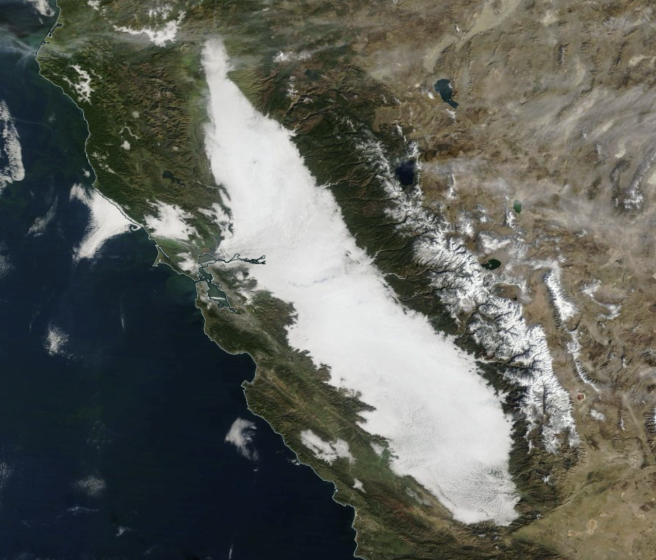 Before-and-after images from space: Tule fog smothers a huge swath of ...