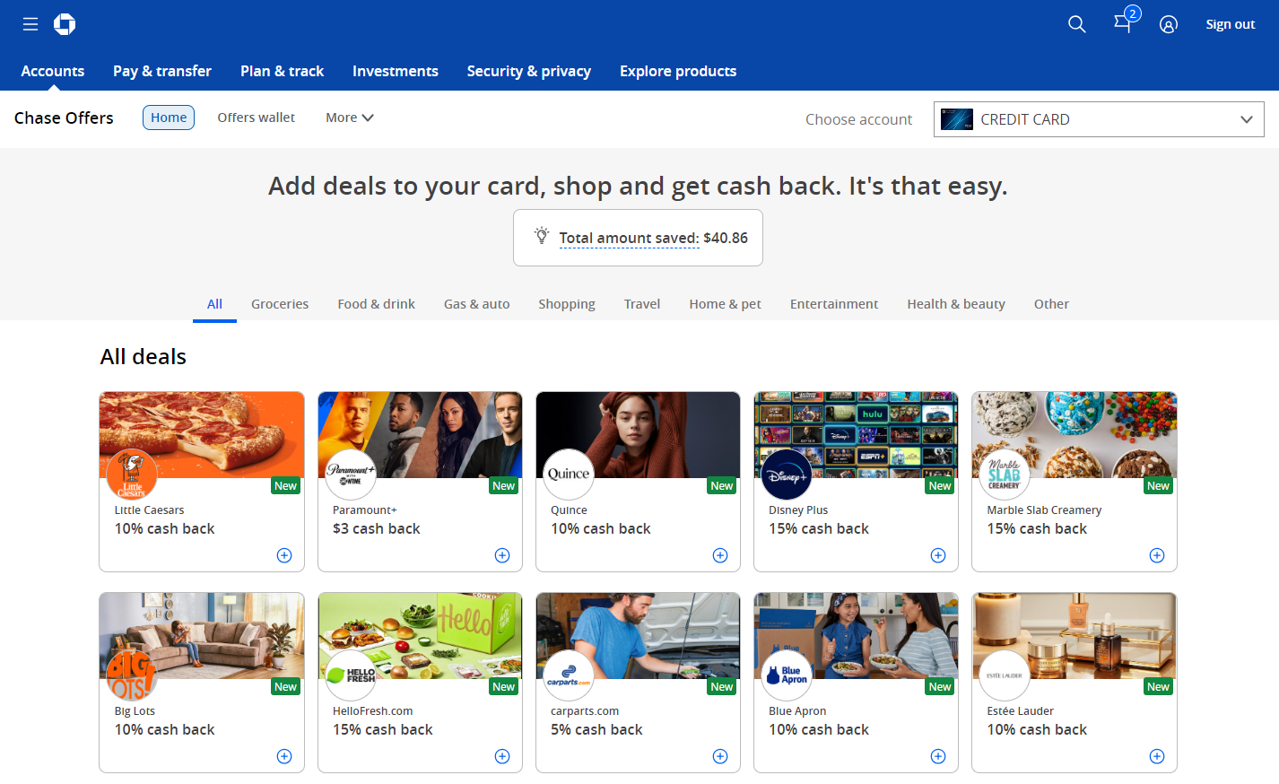 The best current Chase offers [travel, dining, entertainment, shopping]