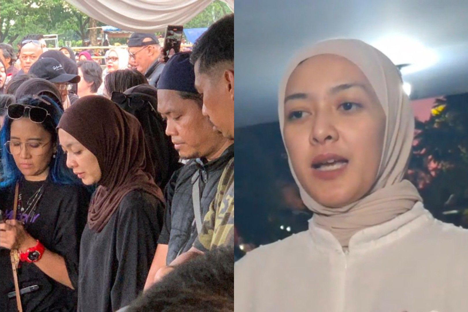Masih Berduka, Richa Iskak Tolak Bahas Sosok Rambut Biru Viral yang 'Nimbrung' di Pemakaman Suami
