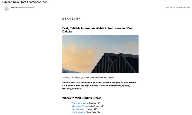 SpaceX Opens First Starlink Retail Store in Nebraska