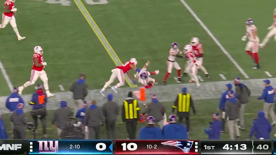 Patriots, Giants Scuffle After Jaxson Dart Gets Sent Flying by Huge Hit ...