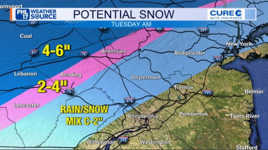 Snow, wintry mix expected for Tuesday