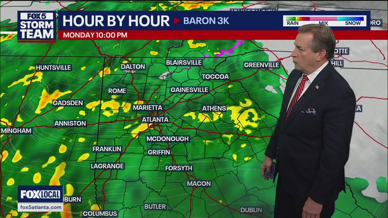 Widespread rain arrives in North Georgia late Monday into Tuesday
