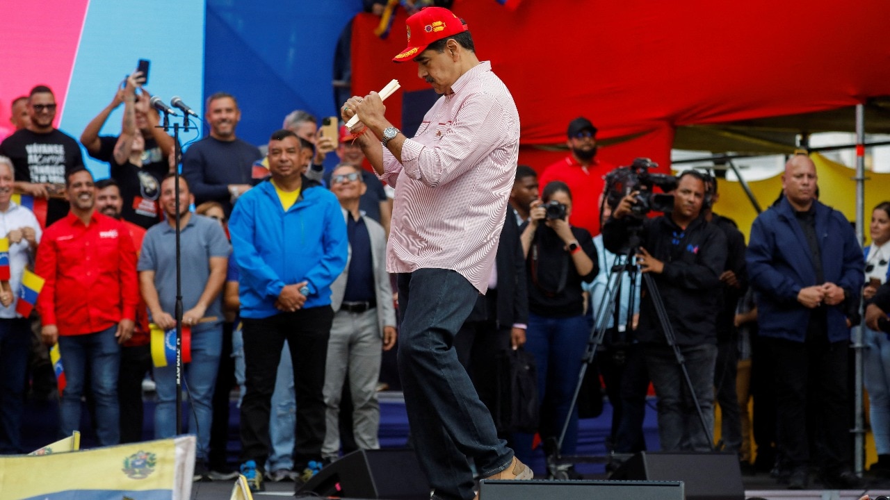 Watch: Defiant Maduro dances to 'Peace, yes. War, no' amid rising US ...