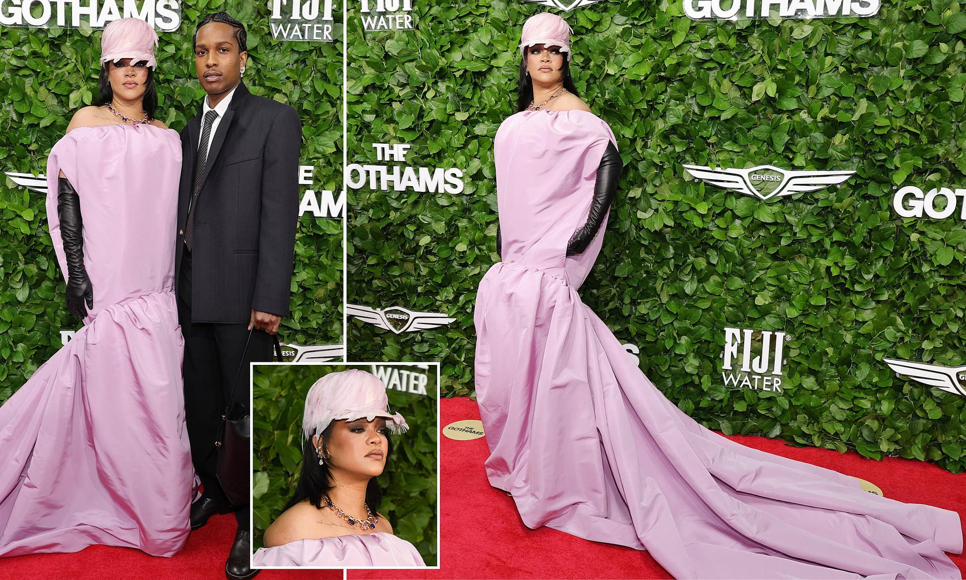 Rihanna has rare fashion miss in bizarre pink dress at Gotham Film Awards