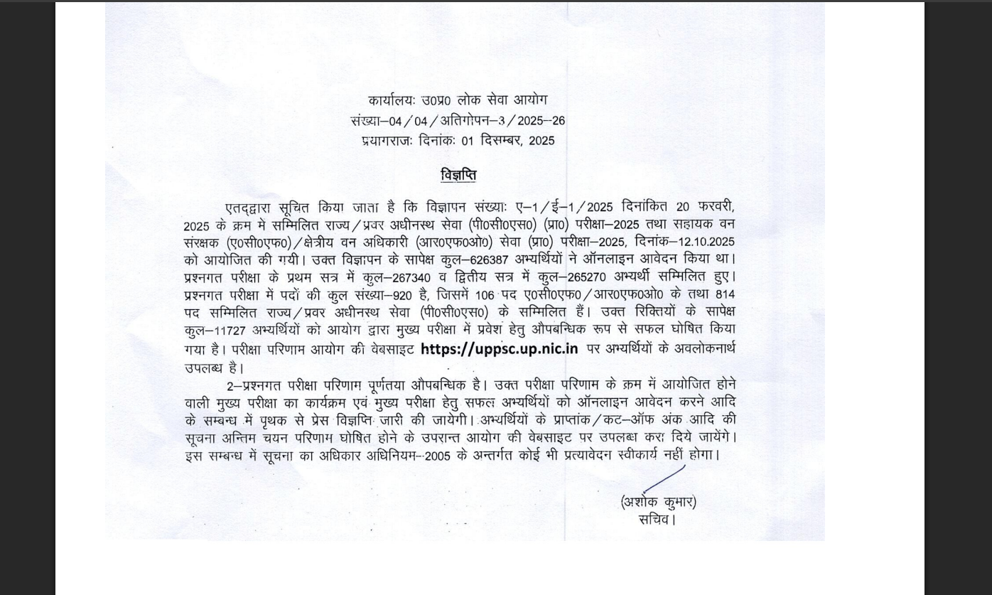 UPPSC PCS prelims result 2025 declared at uppsc.up.nic.in, more than ...