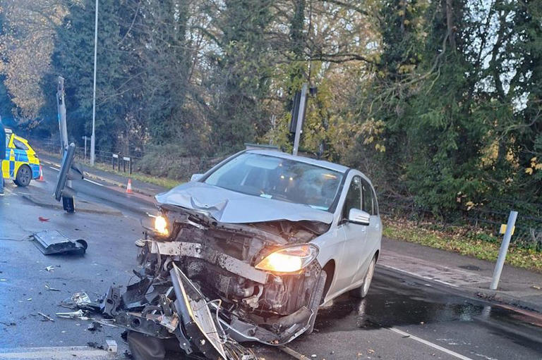 Driver crashes car into traffic lights causing delays in Cambridgeshire ...