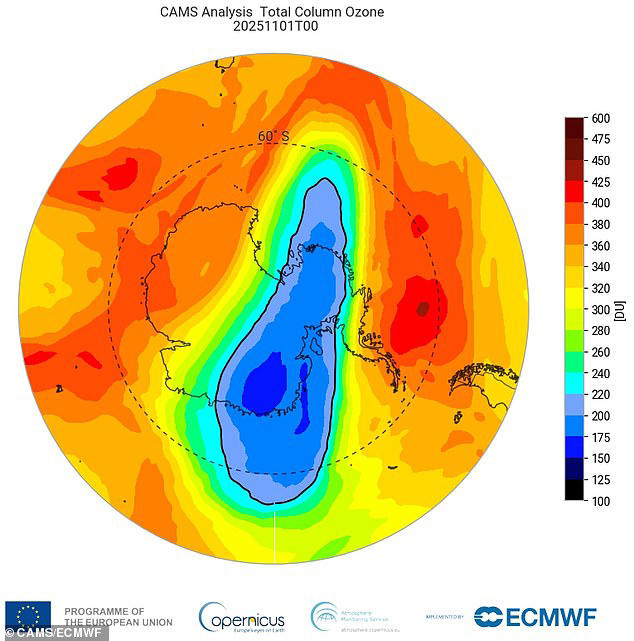 The ozone layer is healing! Hole over Antarctica is at its smallest in ...