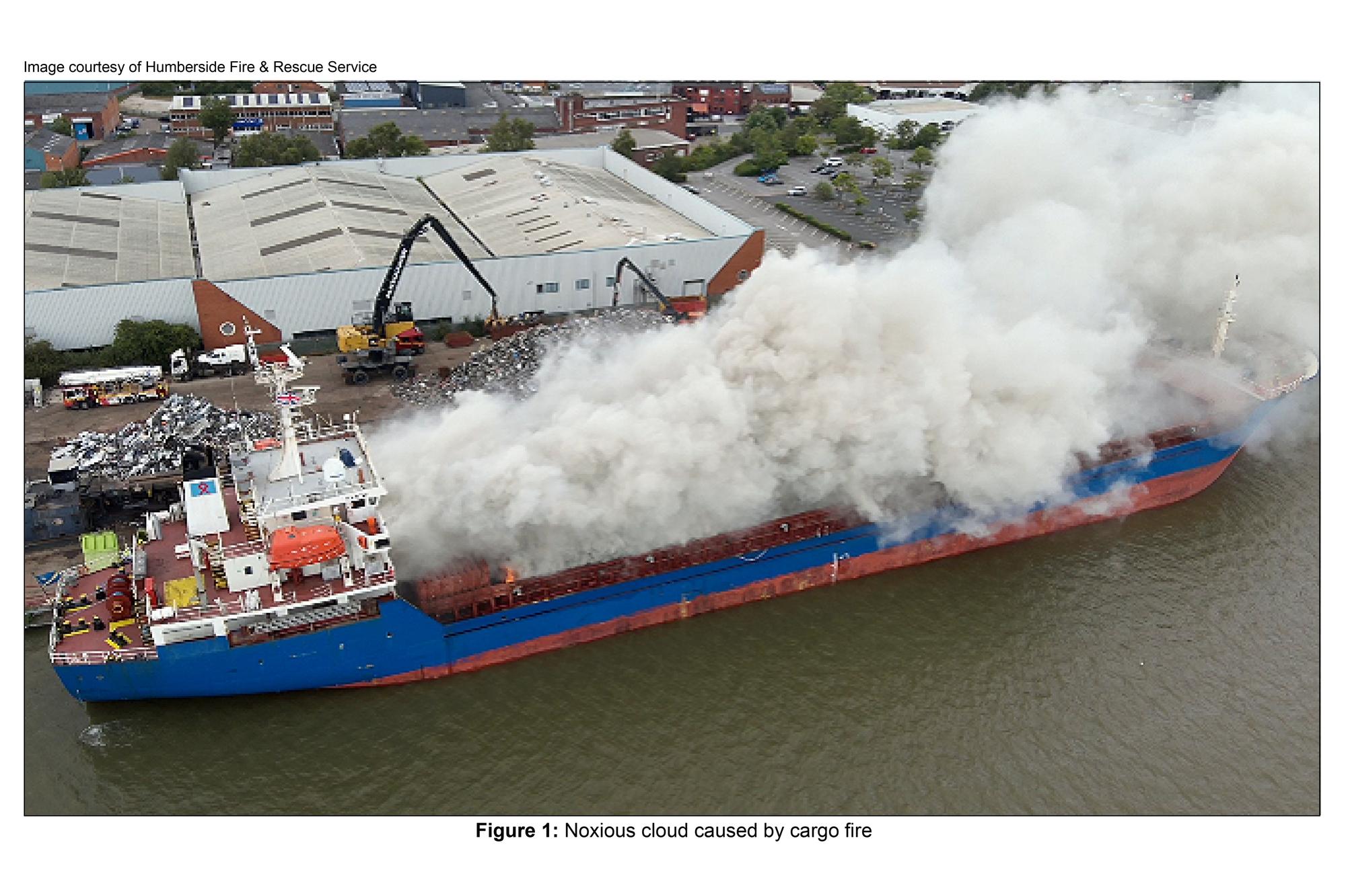 Battery theory for ship's fire which caused 'noxious cloud' to drift ...