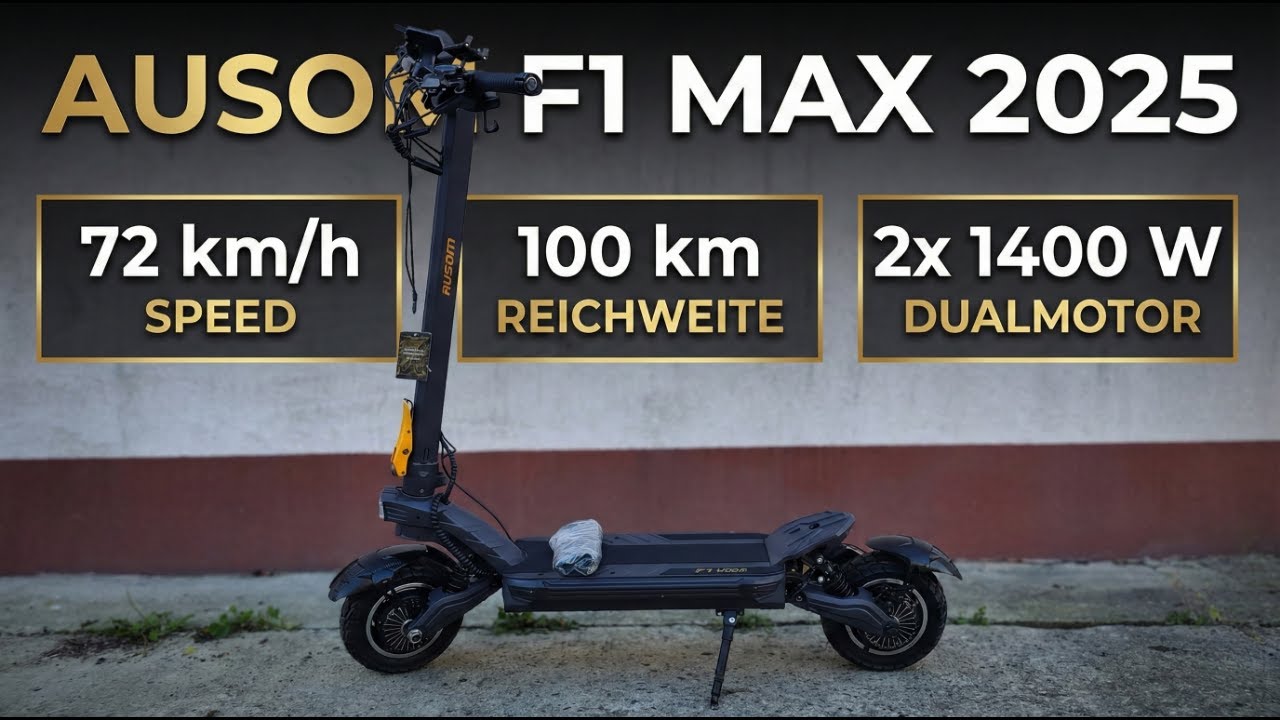 2025 Ausom F1 Max – E-Scooter mit 72 km/h und 100 km Reichweite
