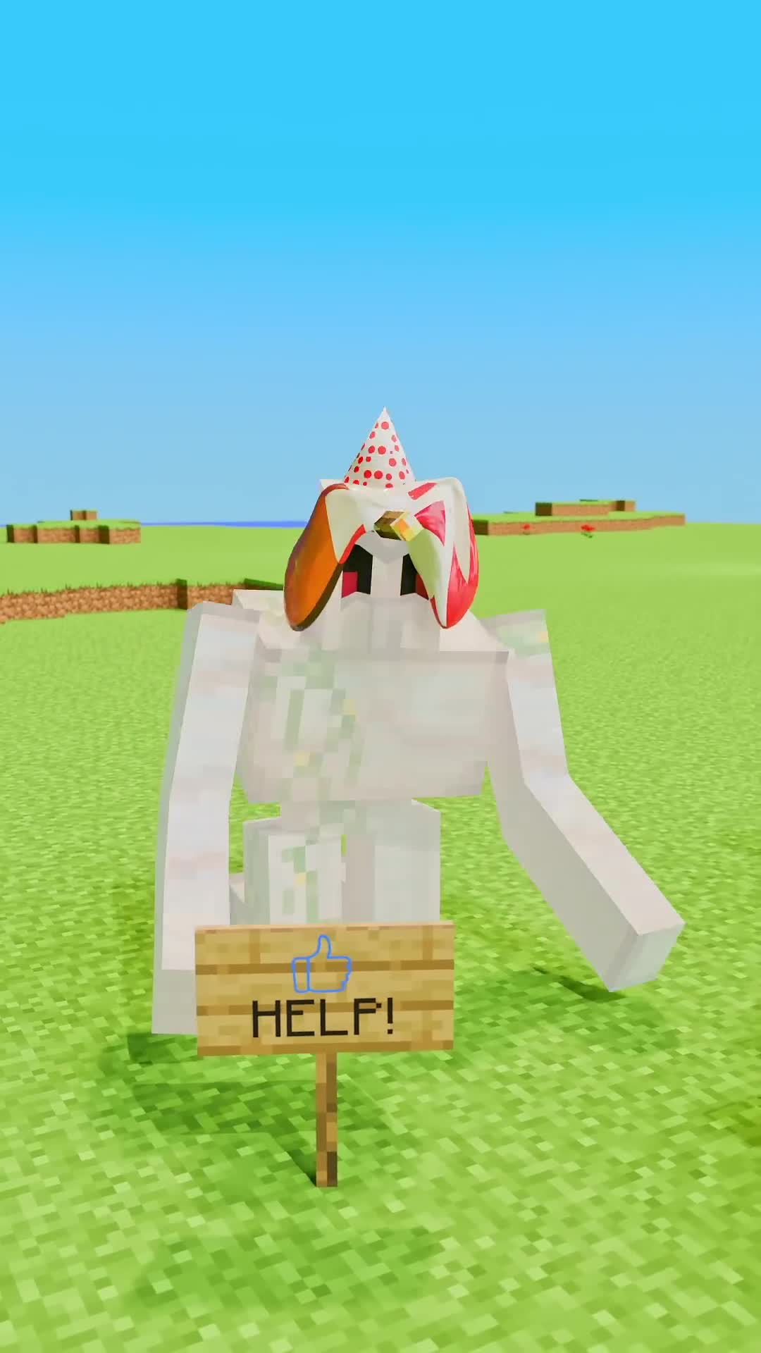 Minecraft buffed villager destroys Iron Golem's birthday 3D