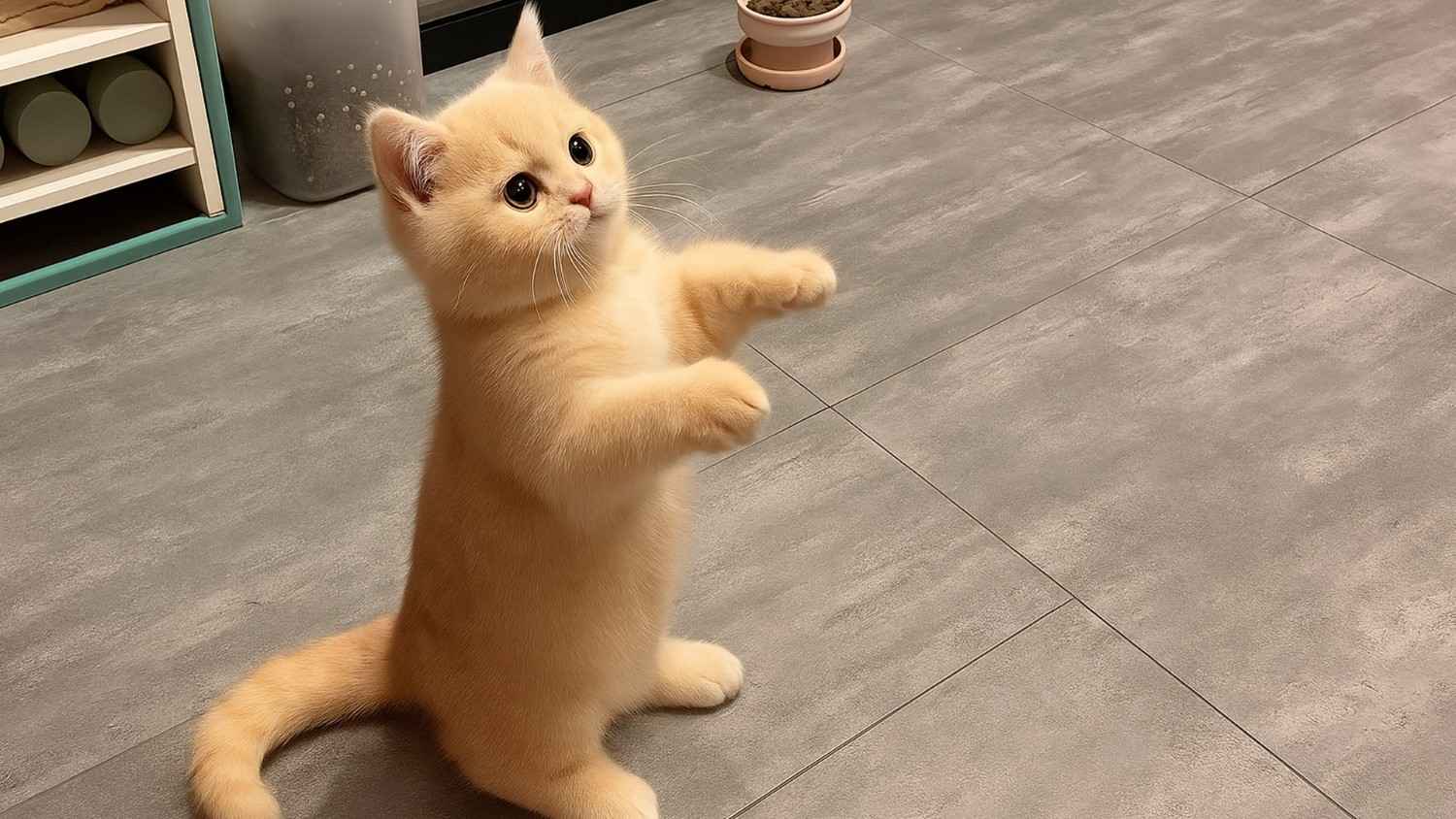 Schattig en Beleefd Katje Vraagt om Aandacht