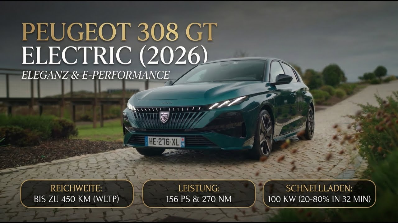 Peugeot 308 GT Electric (2026) in Lagoa Blue – E-Coupé im Check