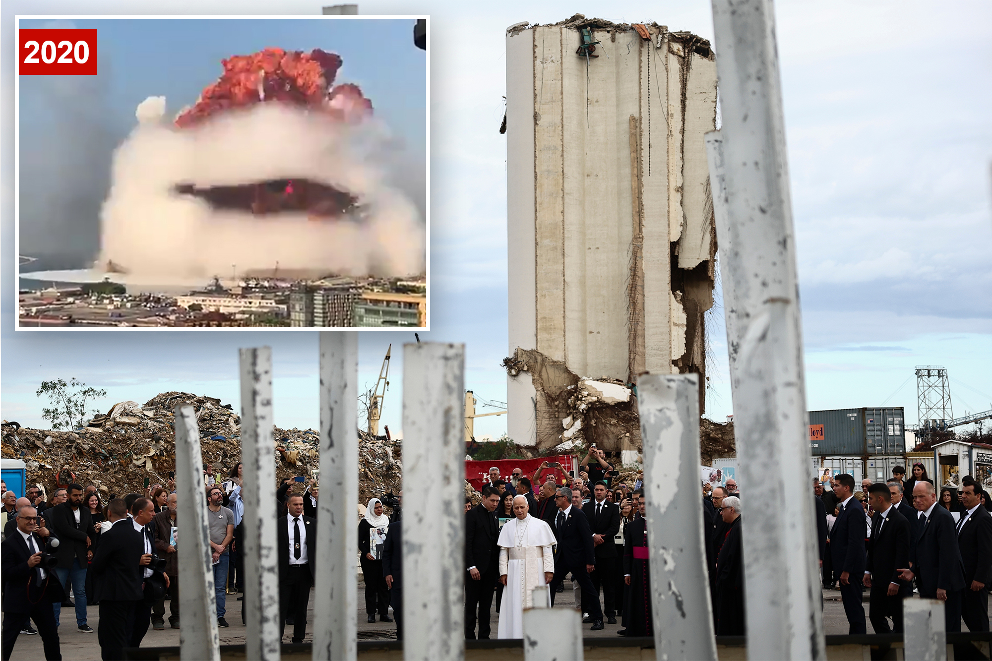 Pope Leo XIV prays at site of 2020 Beirut port explosion, consoles ...