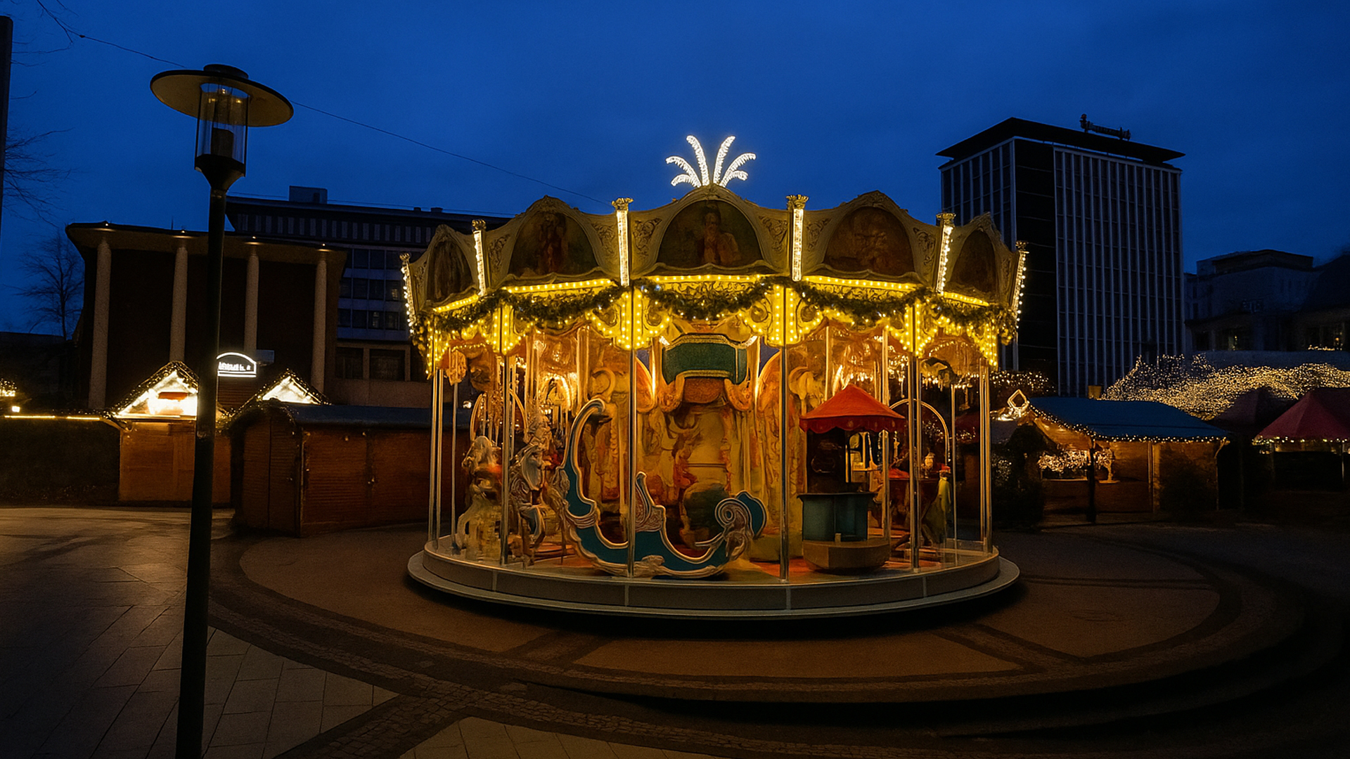 Essen Germany: Christmas Lights and Market Walk (4K)