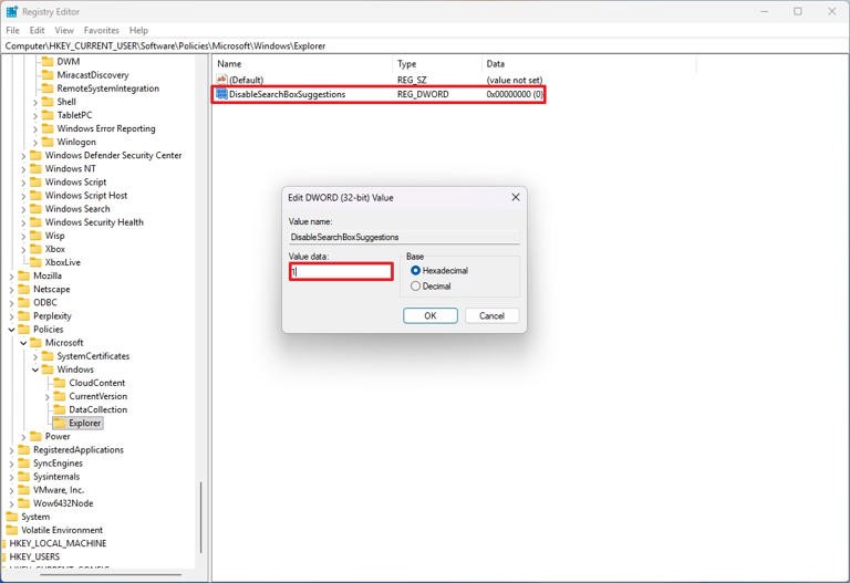 How to stop internet results in Search for Windows 11