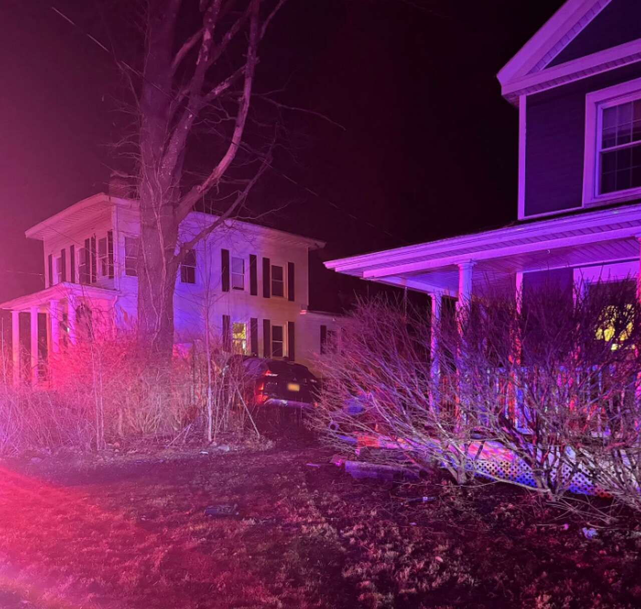 SUV goes off road in Plymouth, crashes into porch, fence, officials say