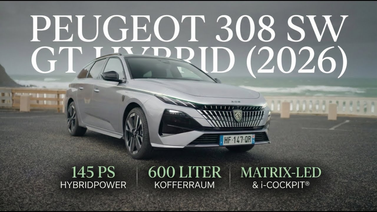 Peugeot 308 SW GT Hybrid (2026) in Artense Grey – Eleganter Kombi im Check