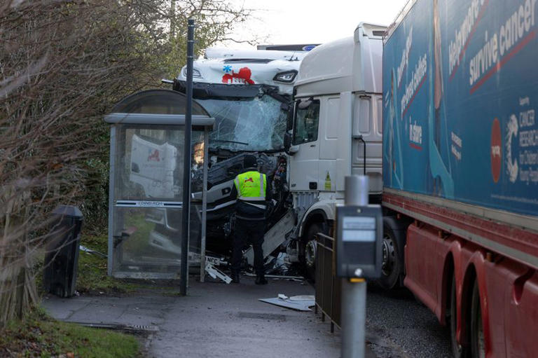 Driver charged and person rushed to hospital after bus and lorries crash in Edinburgh