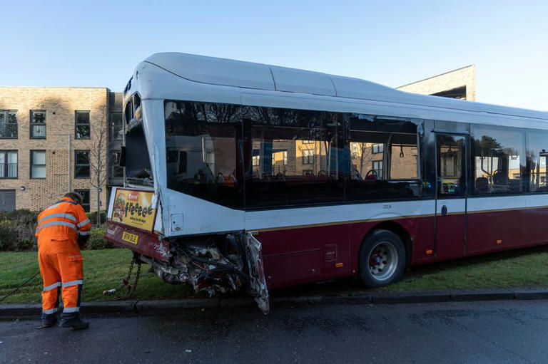 Driver charged and person rushed to hospital after bus and lorries ...