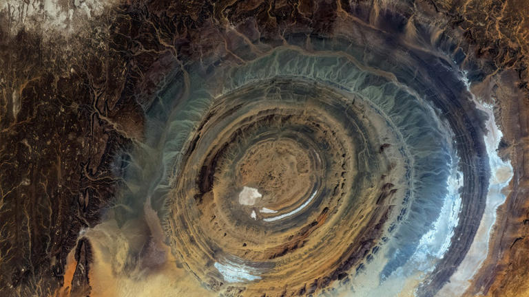 Satellite shots spotlight the Eye of the Sahara’s odd rings