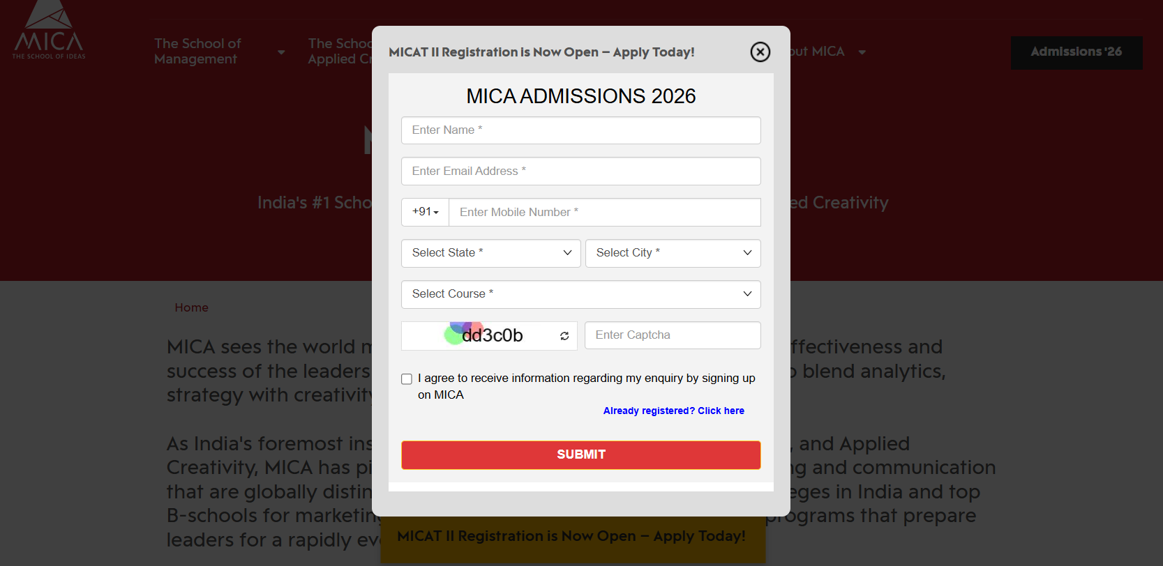 MICAT Admit Card 2026: Phase 1 Exam Hall Ticket Tomorrow at mica.ac.in ...