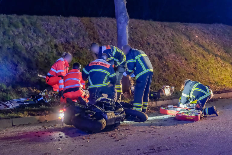 Zeugen gesucht: Motorradfahrer prallt gegen Baum und wird lebensgefährlich verletzt