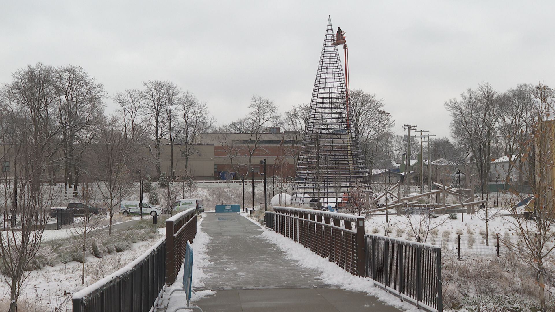 Gatton Park opens winter village with 80-foot digital Christmas tree