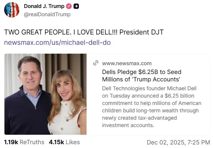 Trump Showers Praise On Michael And Susan Dell Following $6.25B ...