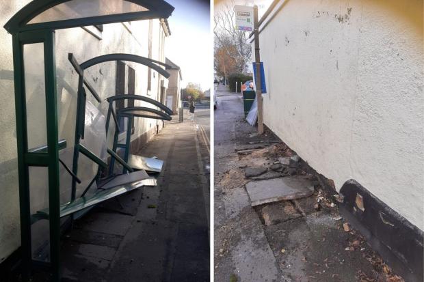 Bus stop destroyed in 'hit and run' near town centre