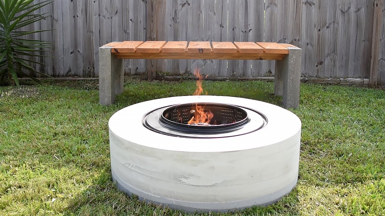 DIY concrete fire pit from a washing machine drum 🔥