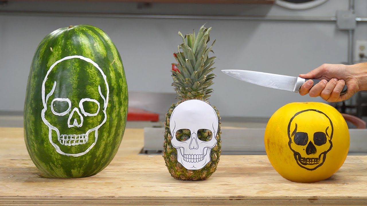 Turning fruit into realistic skulls!