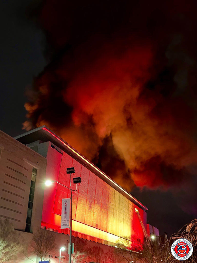 Huge fire sparked on roof of city’s convention center in North Carolina