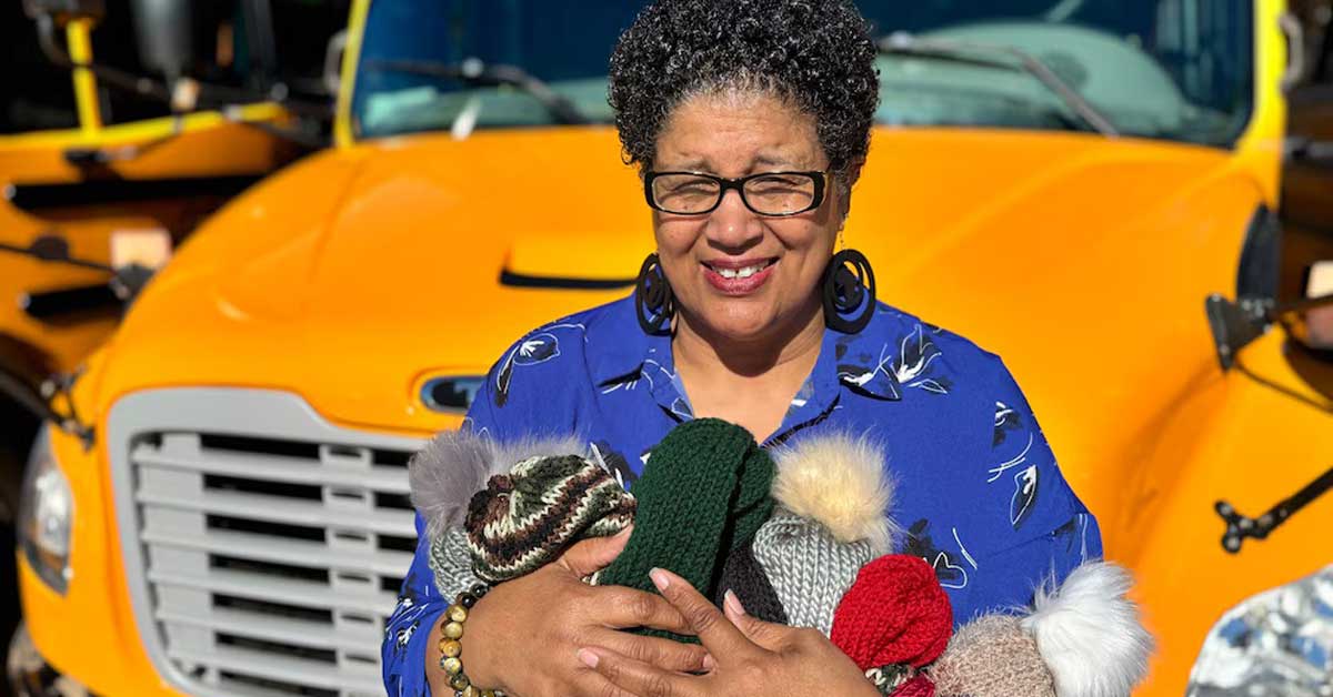 School bus driver knits hats for every kid on her route: 'I hope they ...