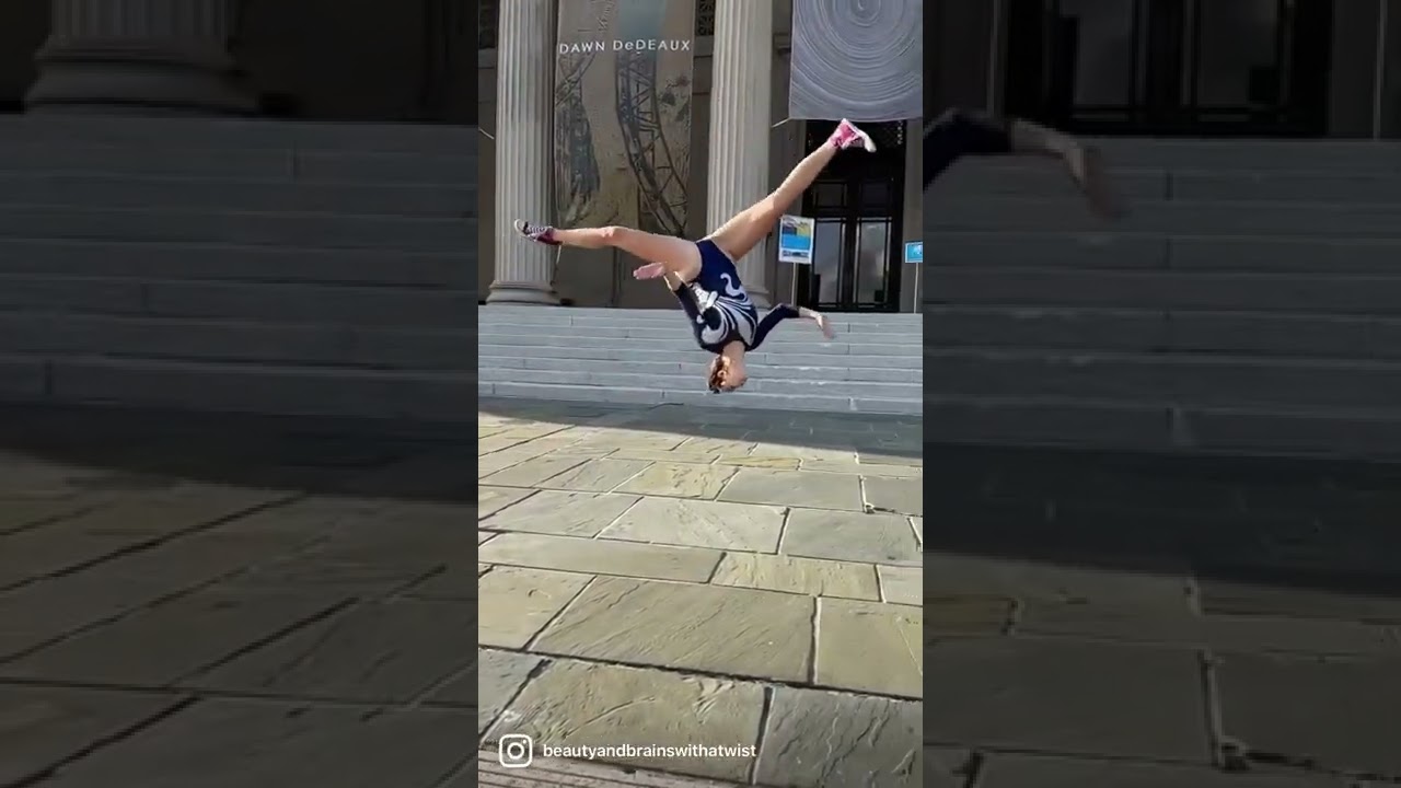 Model flips with excitement during Flippin Friday fun