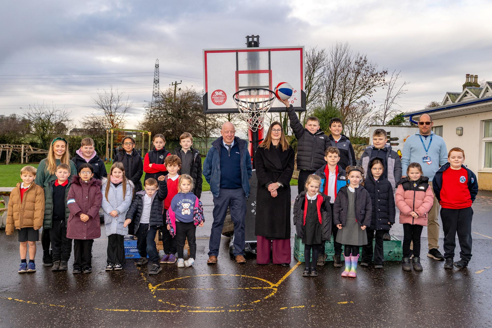 Tranent school welcomes donation for basketball nets