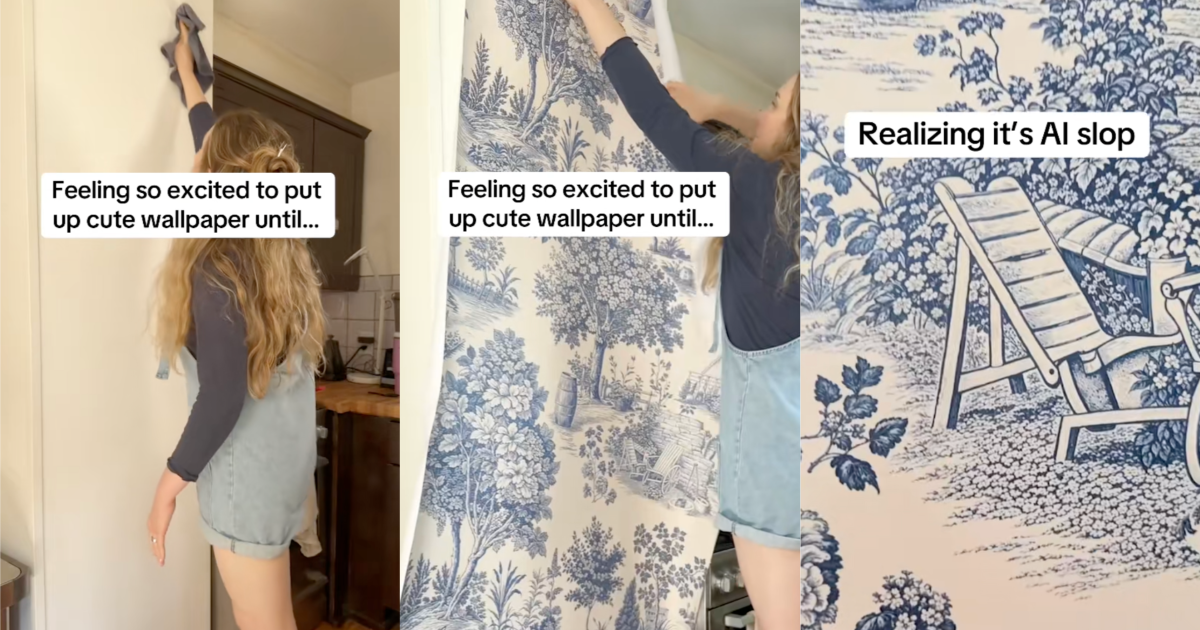 A homeowner found out that the wallpaper she bought was AI-generated
