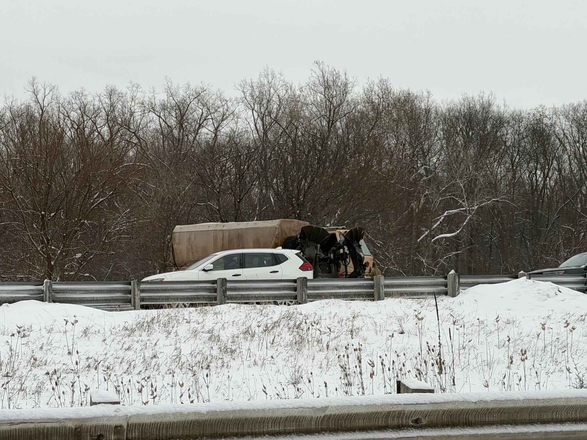 US-127 reopens after crash involving military transport truck