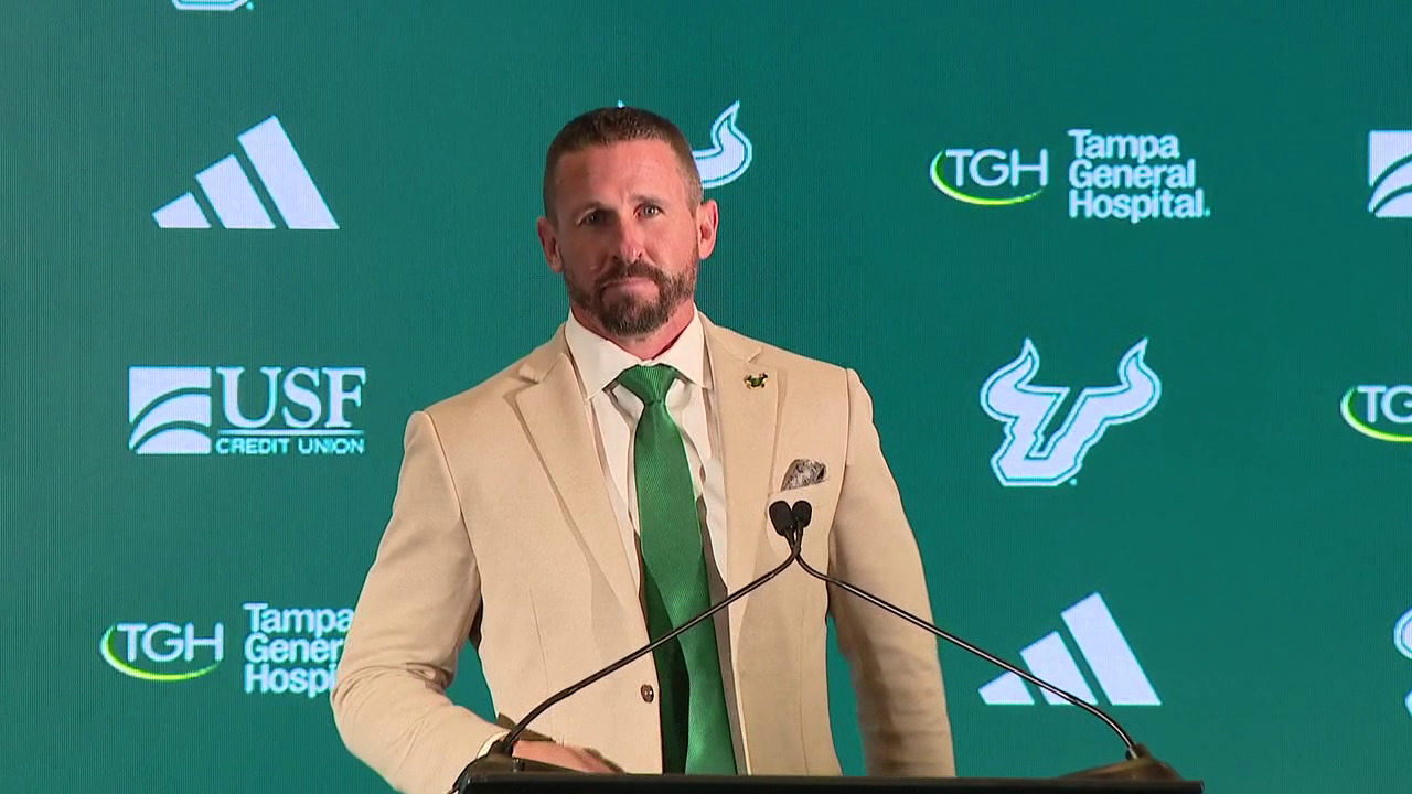 Brian Hartline officially introduced as USF’s new head football coach
