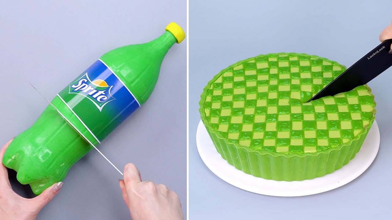 Green checkerboard jelly cake