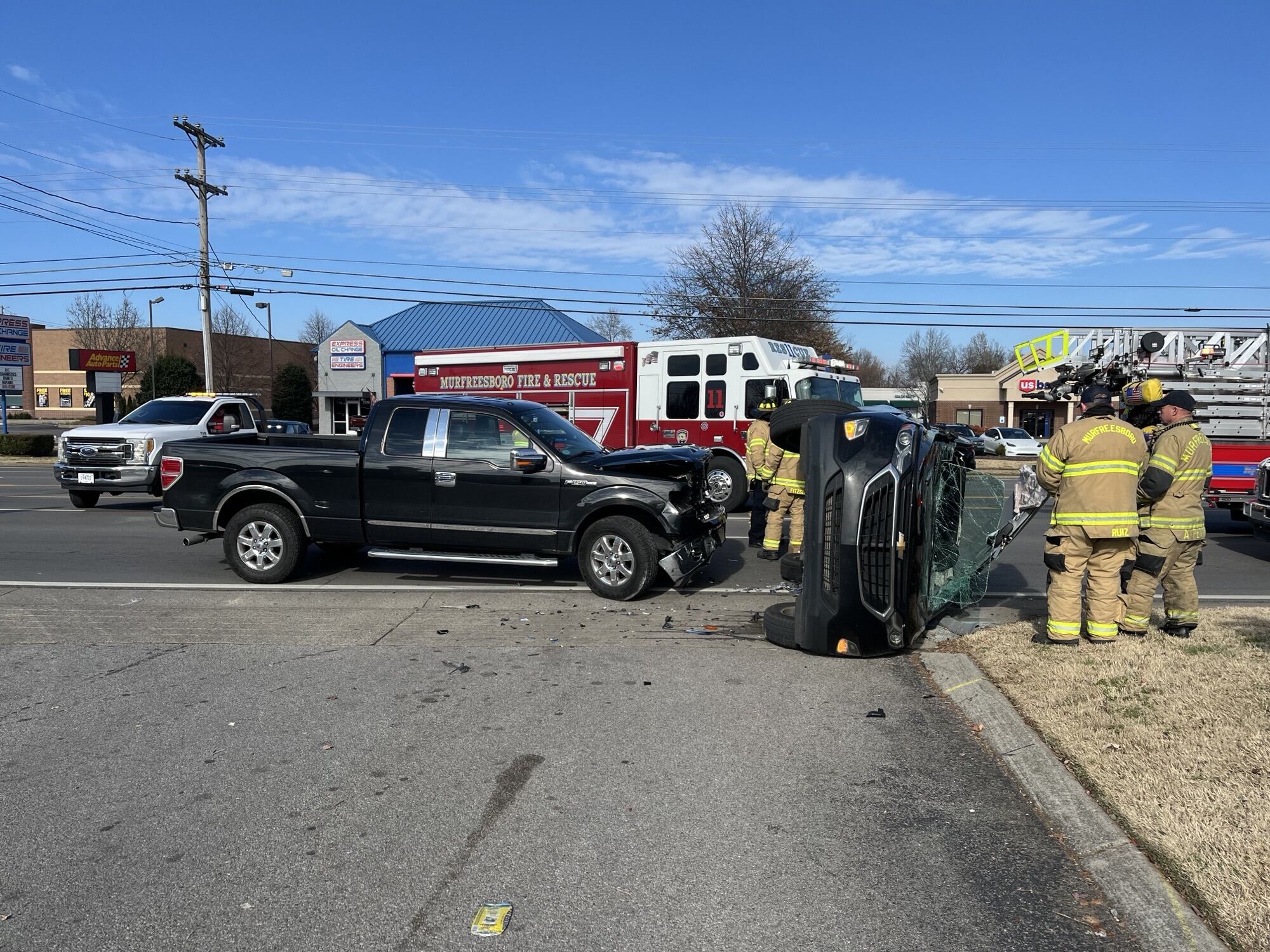 Two people hospitalized after vehicle overturns in Murfreesboro crash