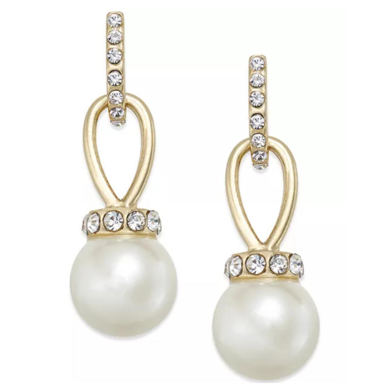 Get Charter Club pearl and crystal drop earrings for 50% off at Macy's