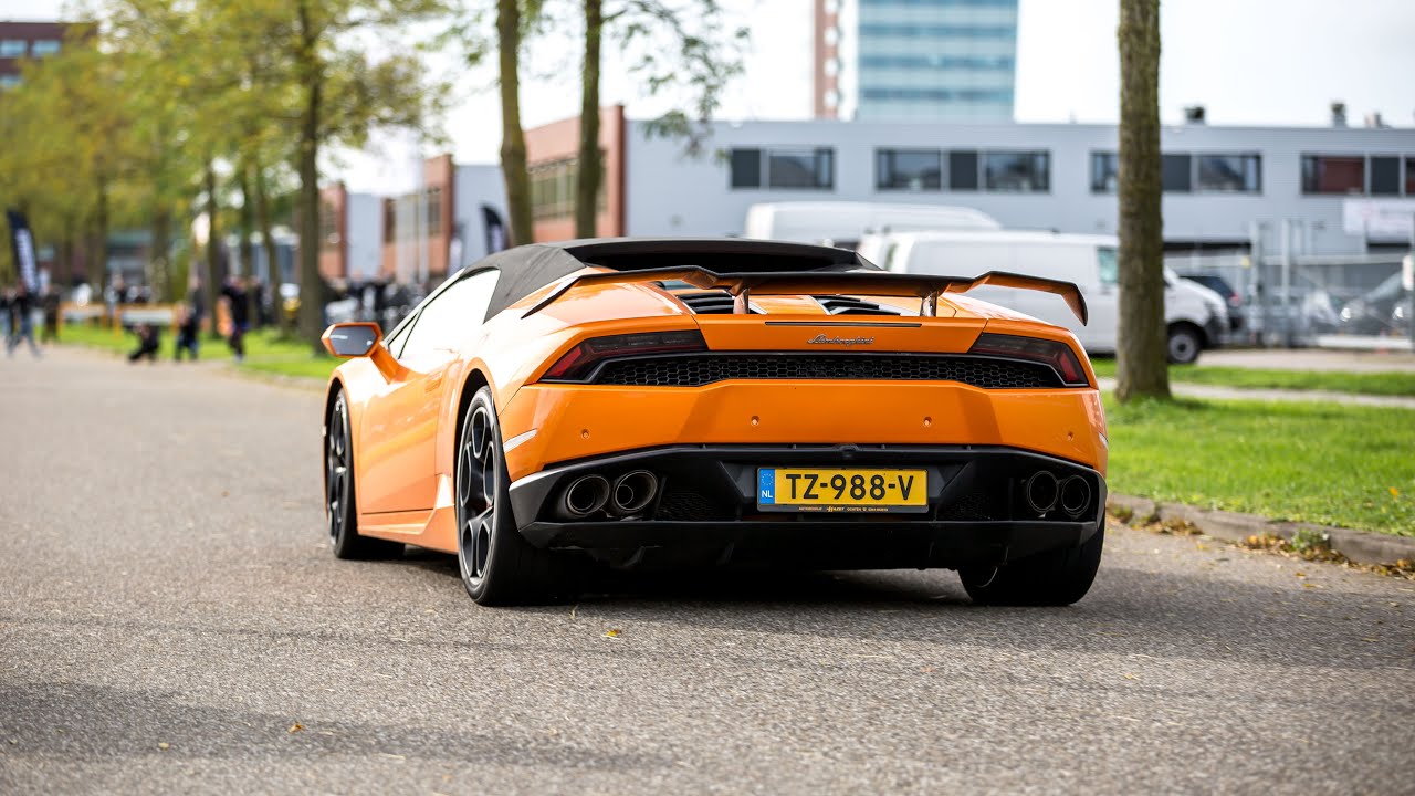 Lamborghini Huracan Spyder with Akrapovic exhaust accelerating full ...